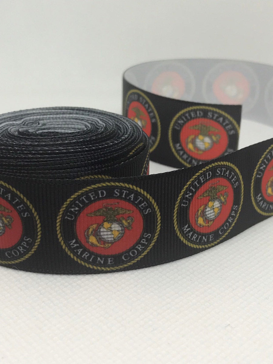 MARINES inspired grosgrain ribbon and/or coordinating 1" flatbacks. Pe ...