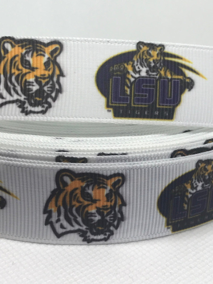 LSU TIGERS inspired grosgrain ribbon and/or coordinating flatbacks. Pe ...