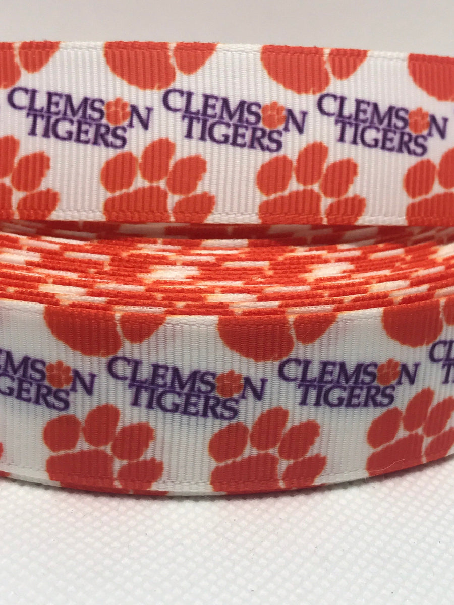 Clemson Tigers inspired grosgrain ribbon and/or coordinating 1" flatba ...